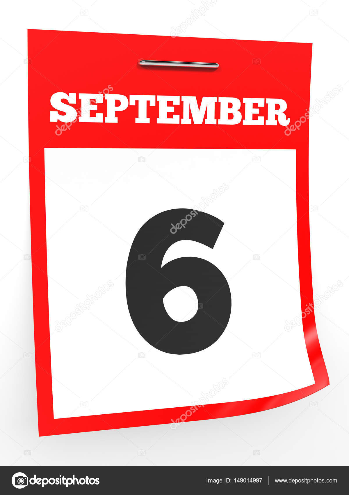 September 6. Calendar on white background. — Stock Photo © iCreative3D ...