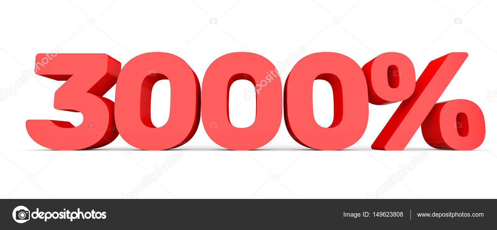 Three thousand percent. 3000 %. 3d illustration. — Stock Photo ...