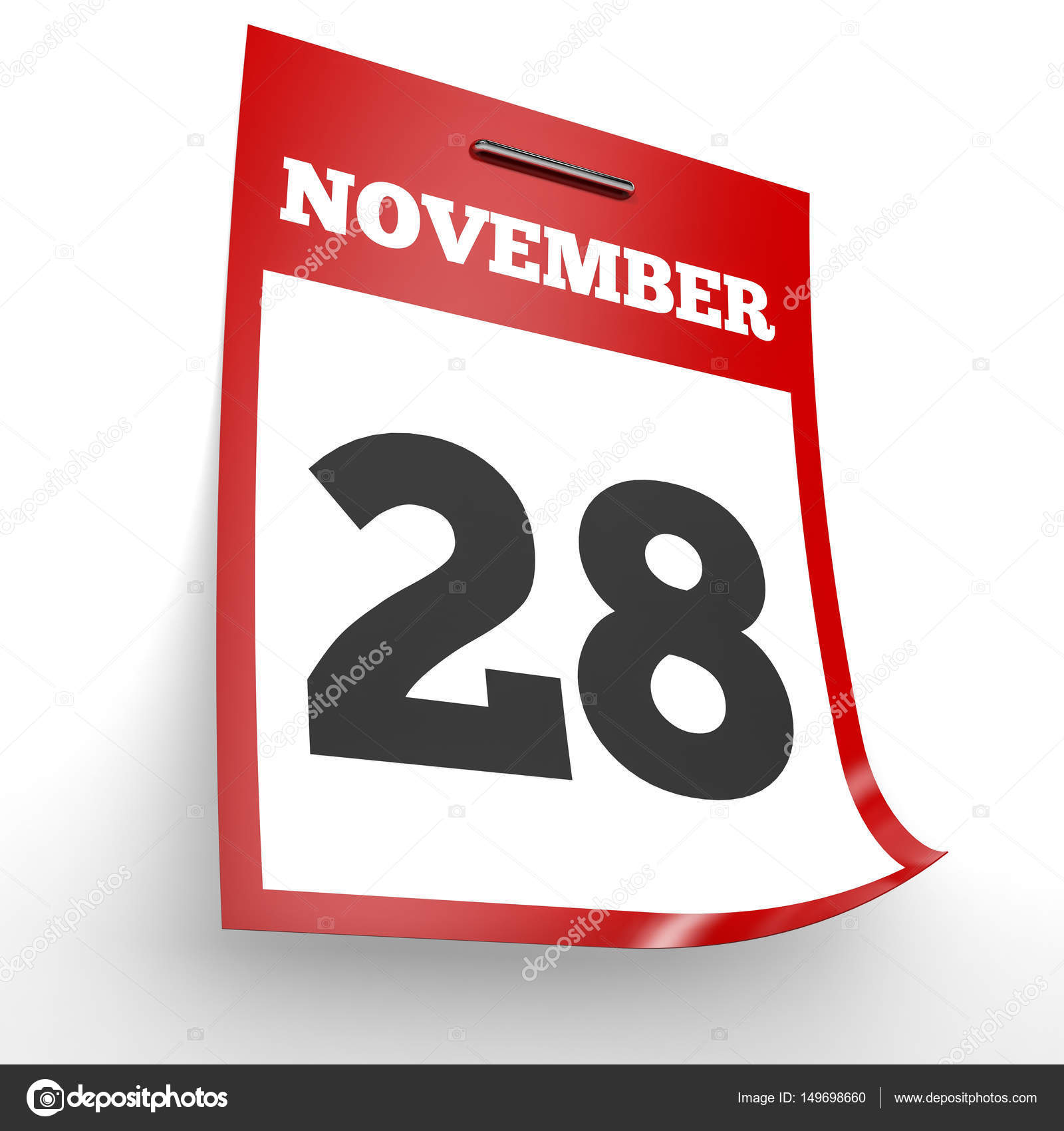 November 28. Calendar on white background. — Stock Photo © iCreative3D ...