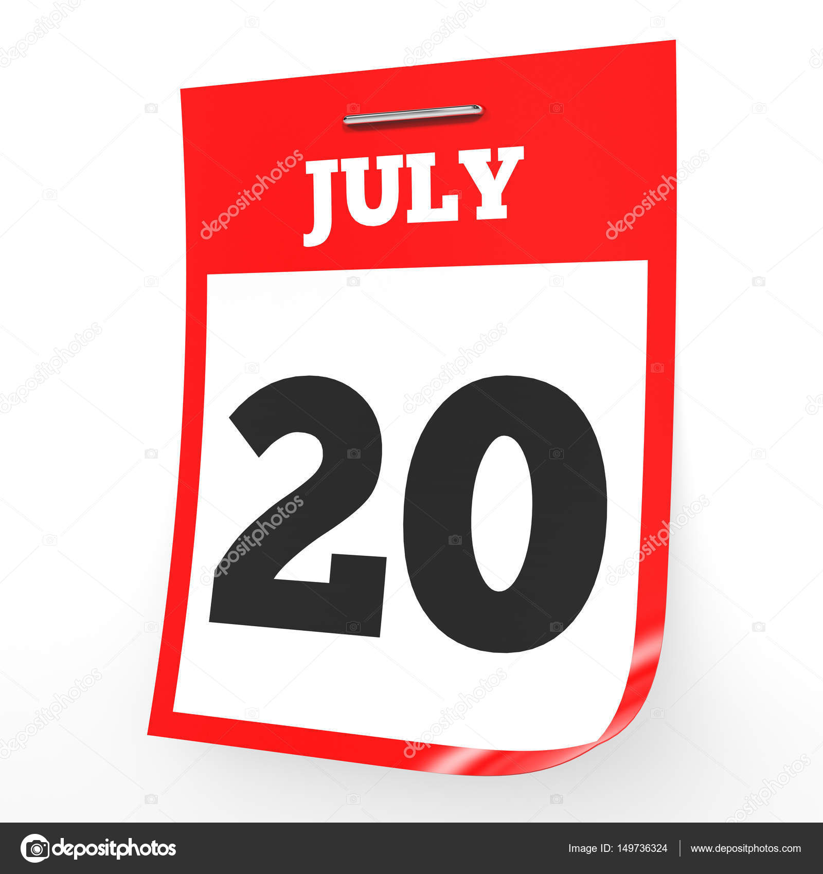 July 20. Calendar on white background. Stock Photo by ©iCreative3D ...