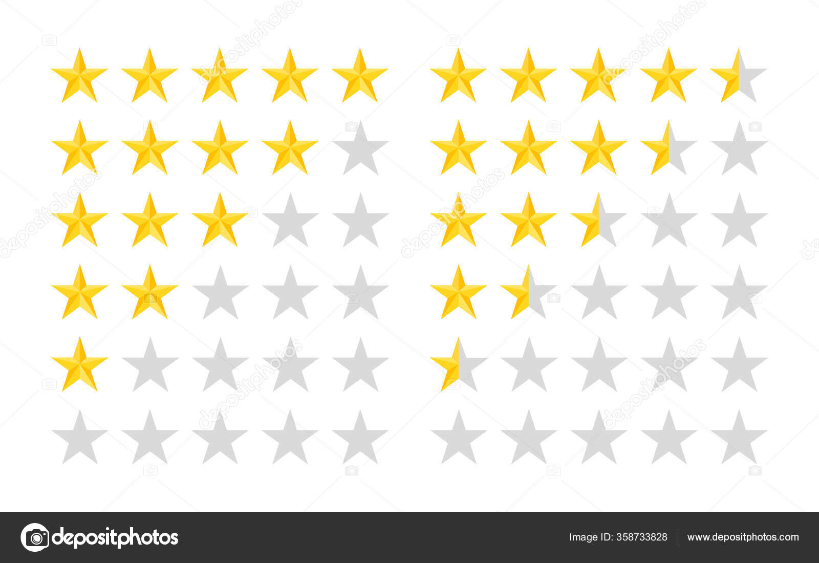 Star Rate Icons Five Rating Stars White Background Customer Review ...