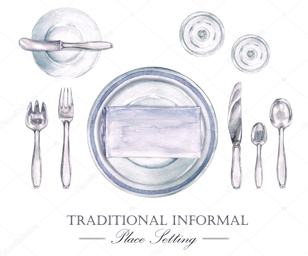 Traditional Informal Place Setting Stock Illustration by ...