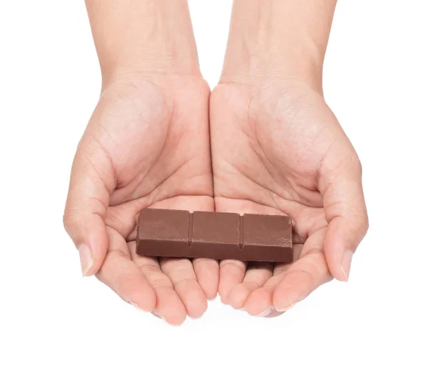 Hand Holding Chocolate Heart Isolated White Background — Stock Photo ...
