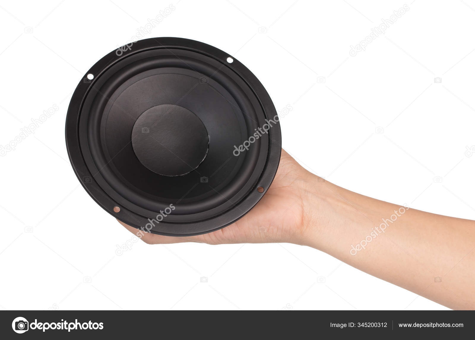 Hand holding Speaker isolated on white background — Stock Photo ...