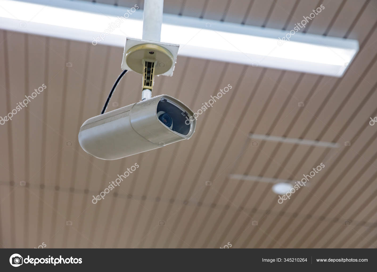 Security Camera or CCTV on location, train station — Stock Photo ...