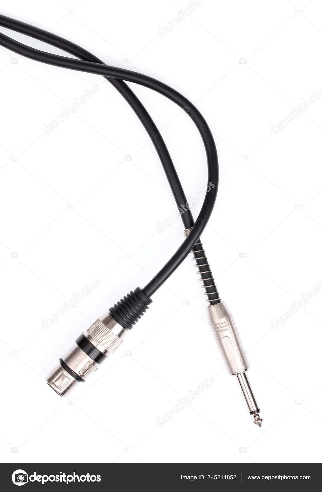 Audio jack connection of microphone isolated on white background ...