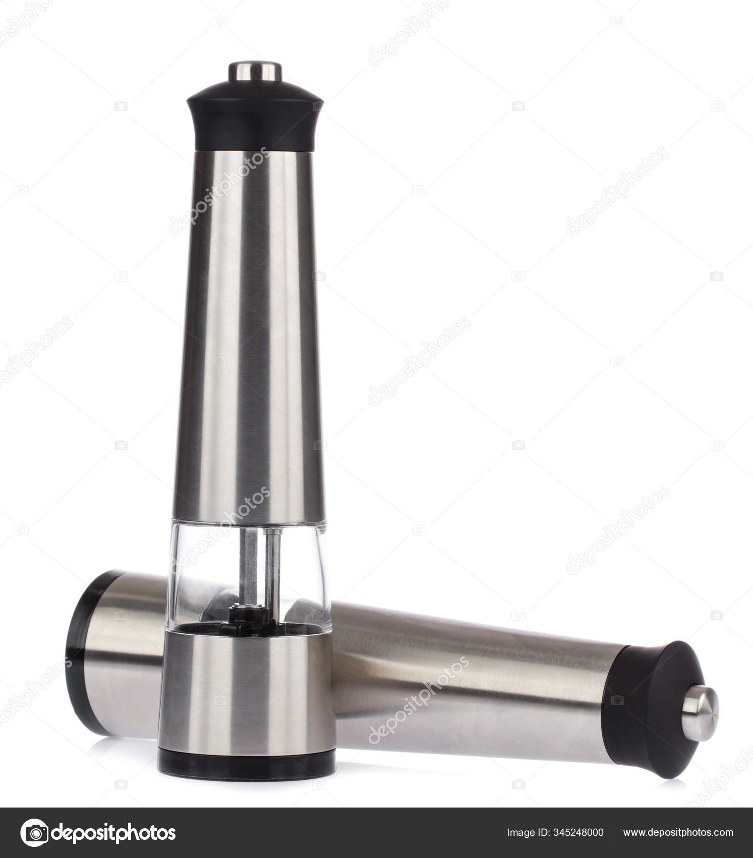 Deluxe stainless steel table condiment bottles isolated on white Stock ...