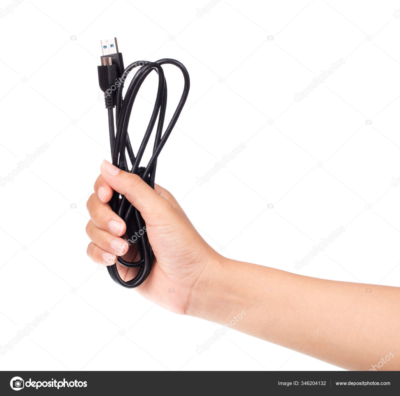 Hand Holding Usb Usb3 Connector Isolated White Background Stock Photo ...