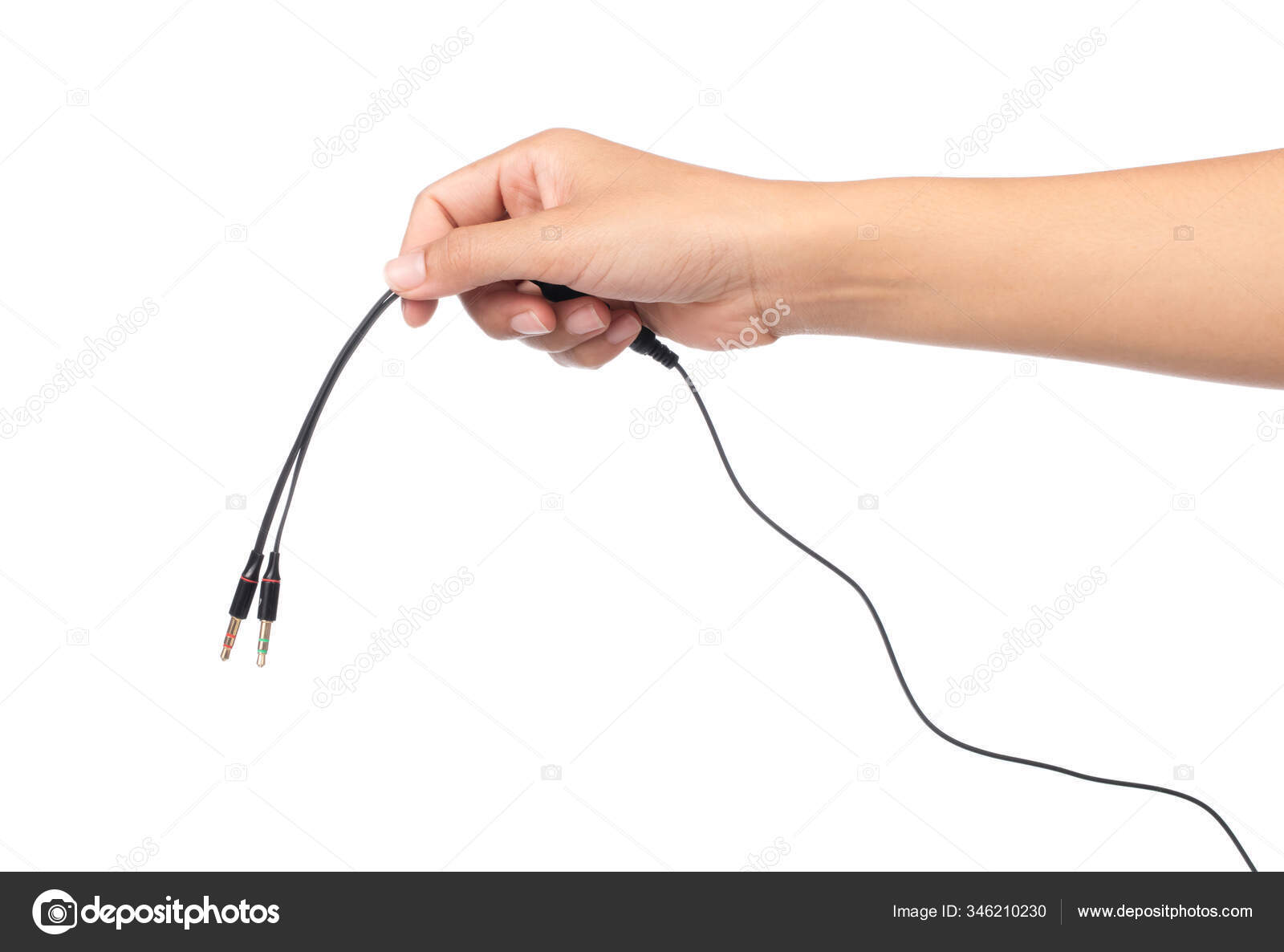 Hand Holding Audio Cables Connector Symbol Mic Cable Headphones ...