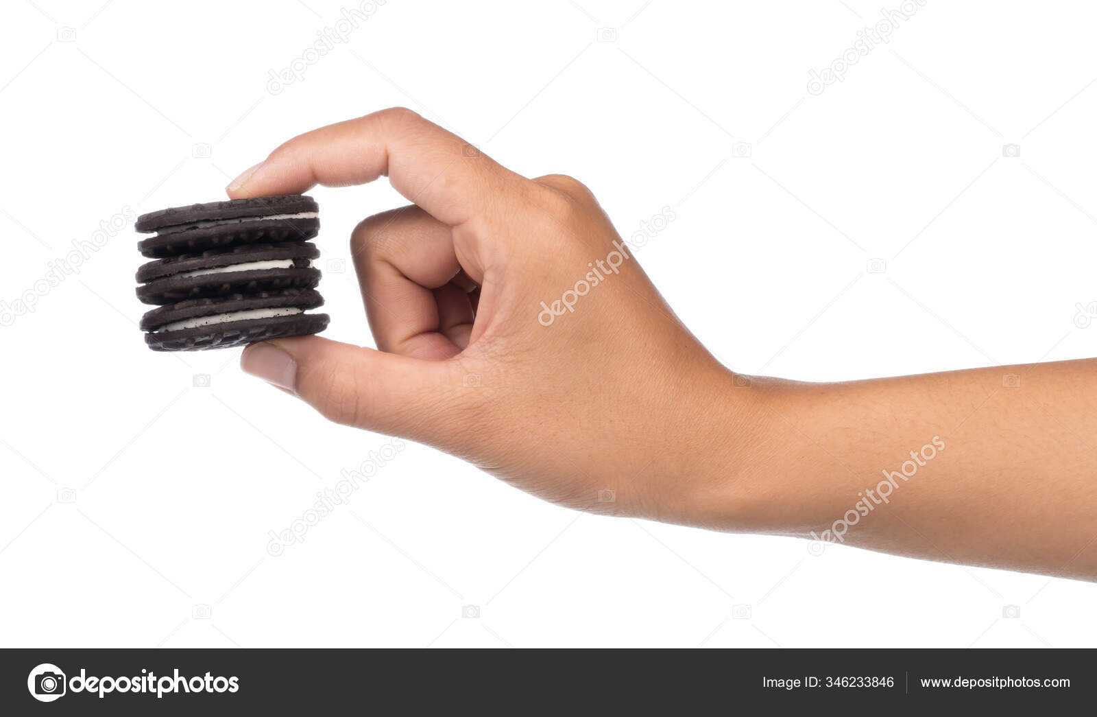 Hand Holding Oreo Cookies Cream Milk Isolated White Background Stock ...