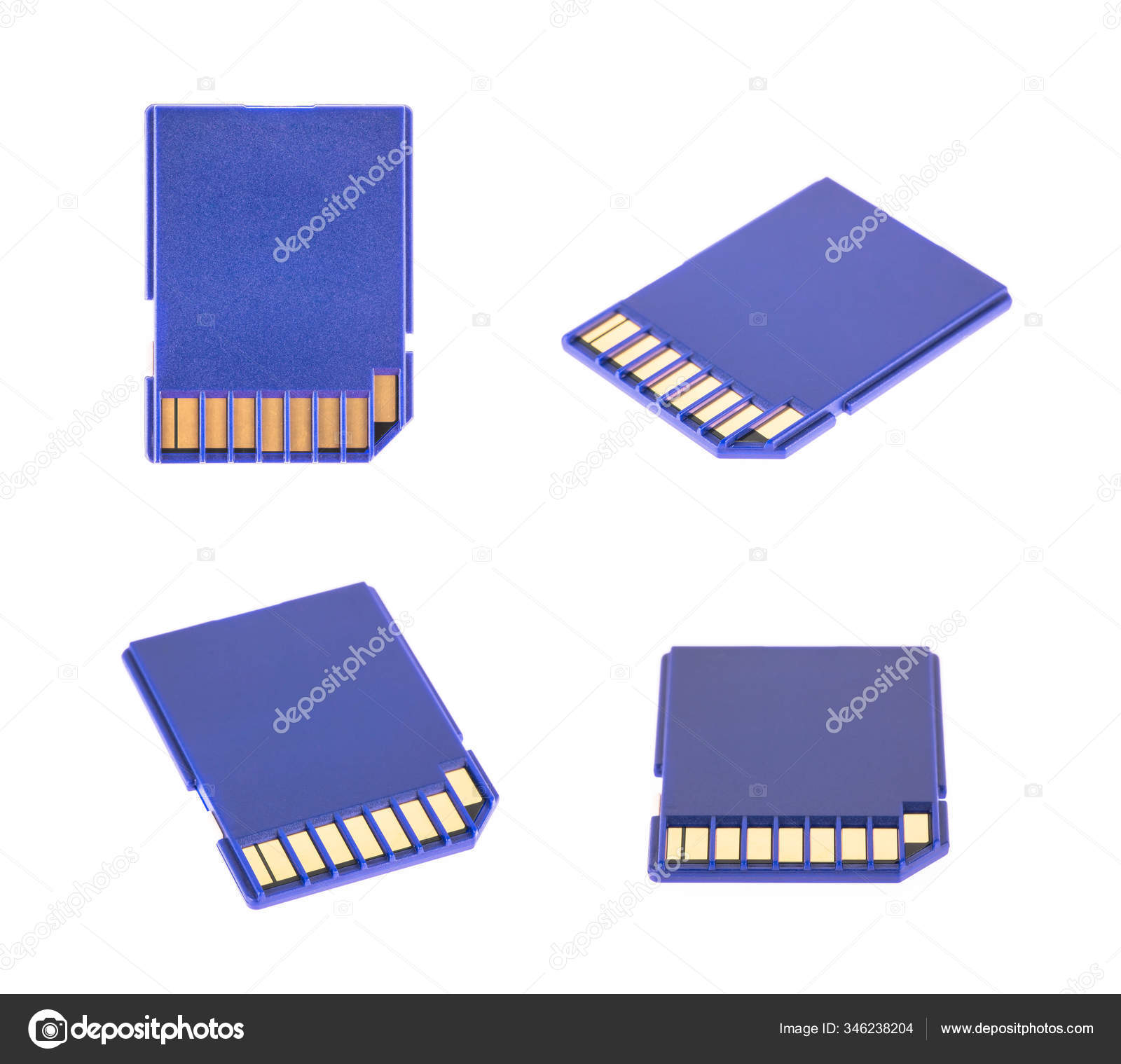 Set Blue Memory Card Isolated White Background — Stock Photo ...