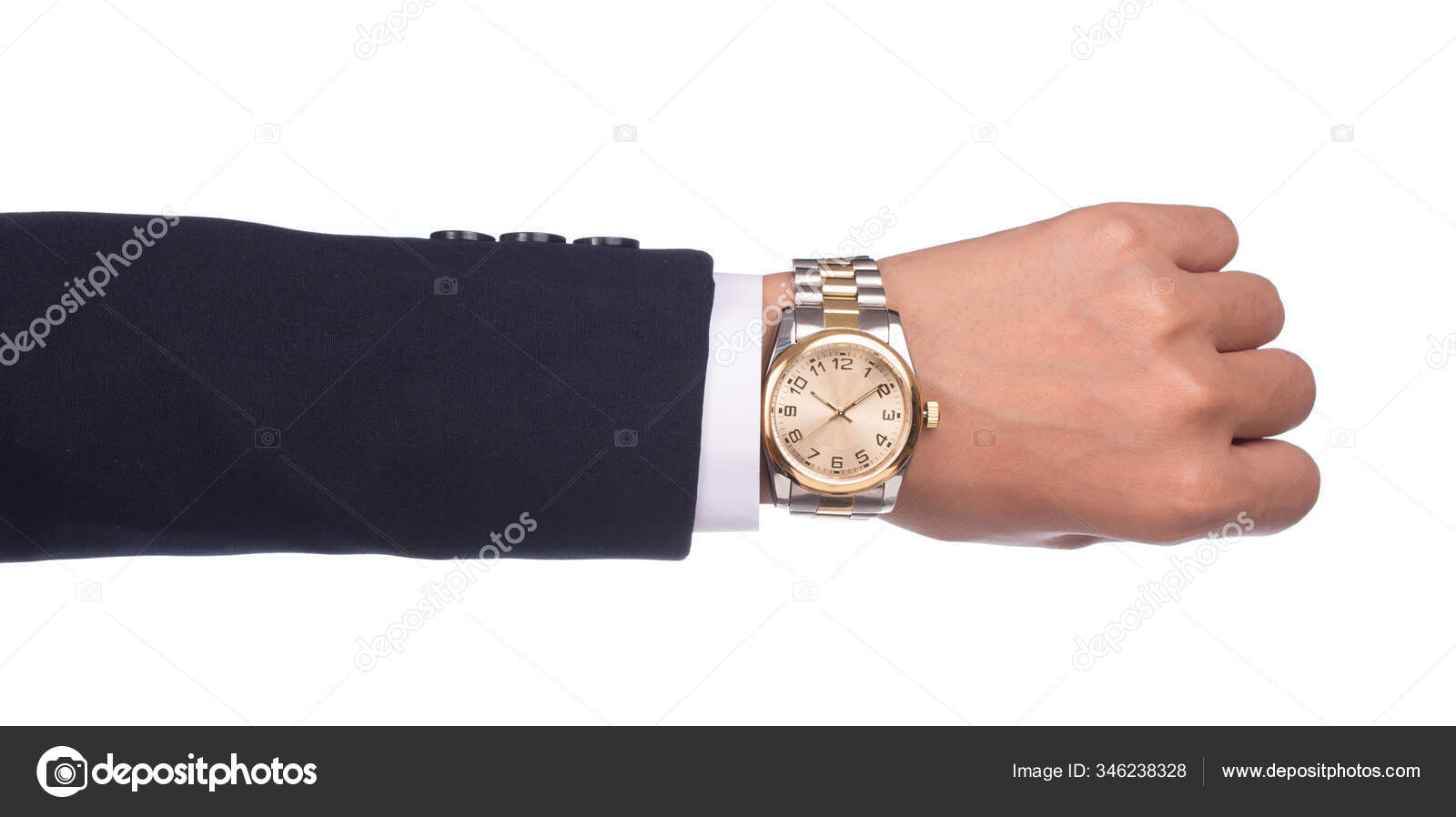 Businessman Looking Watch Isolated White Background — Stock Photo ...