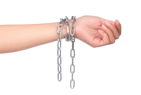 Hands Chained Together Isolated White Background Stock Photo by ...