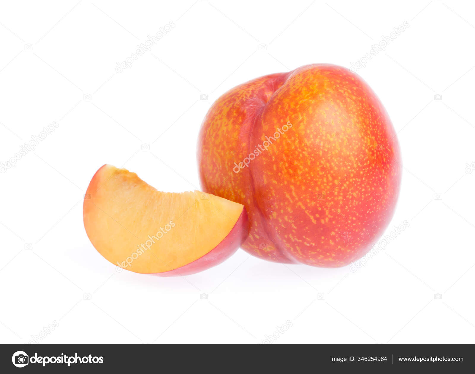 Slice Ripe Ruby Plum Fruit Isolated White Background — Stock Photo ...