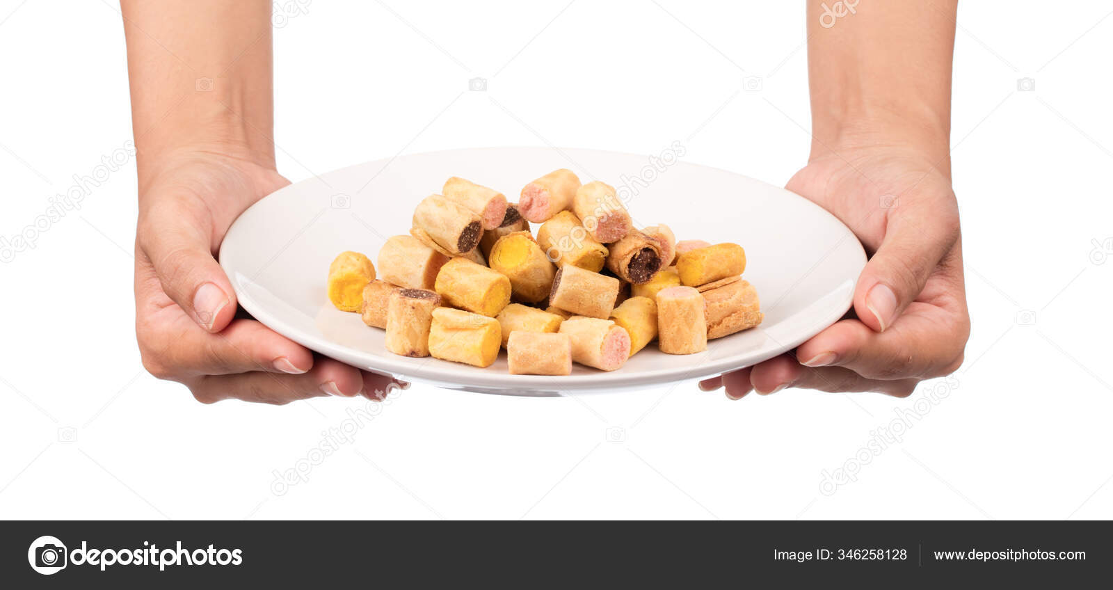 Hand Holding Dish Snack Stuffed Chocolate Mango Strawberry Isolated ...