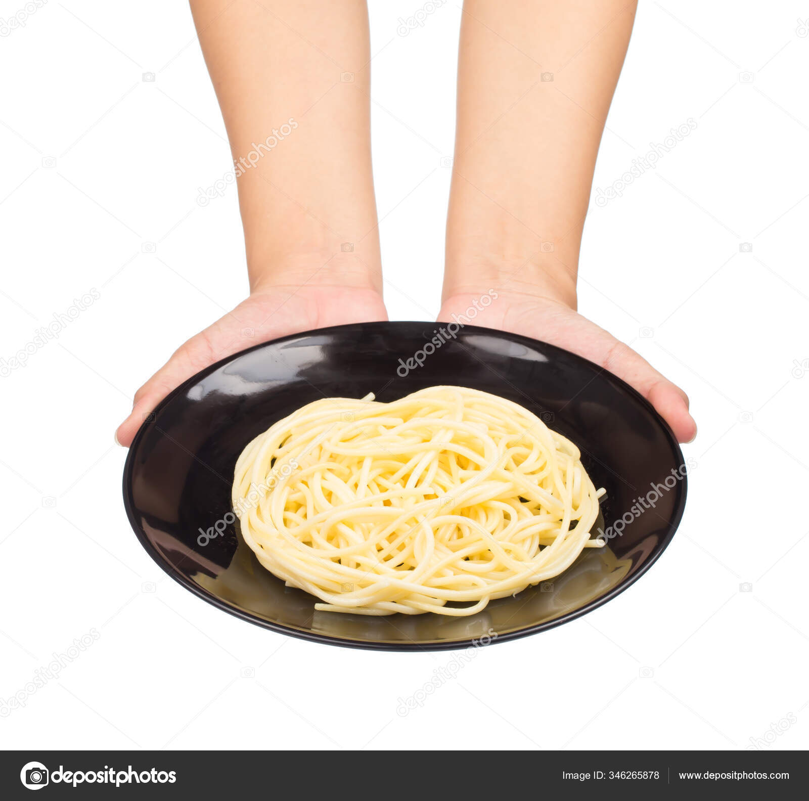 Hand Holding Spaghetti Pasta Dish Isolated White Background — Stock ...