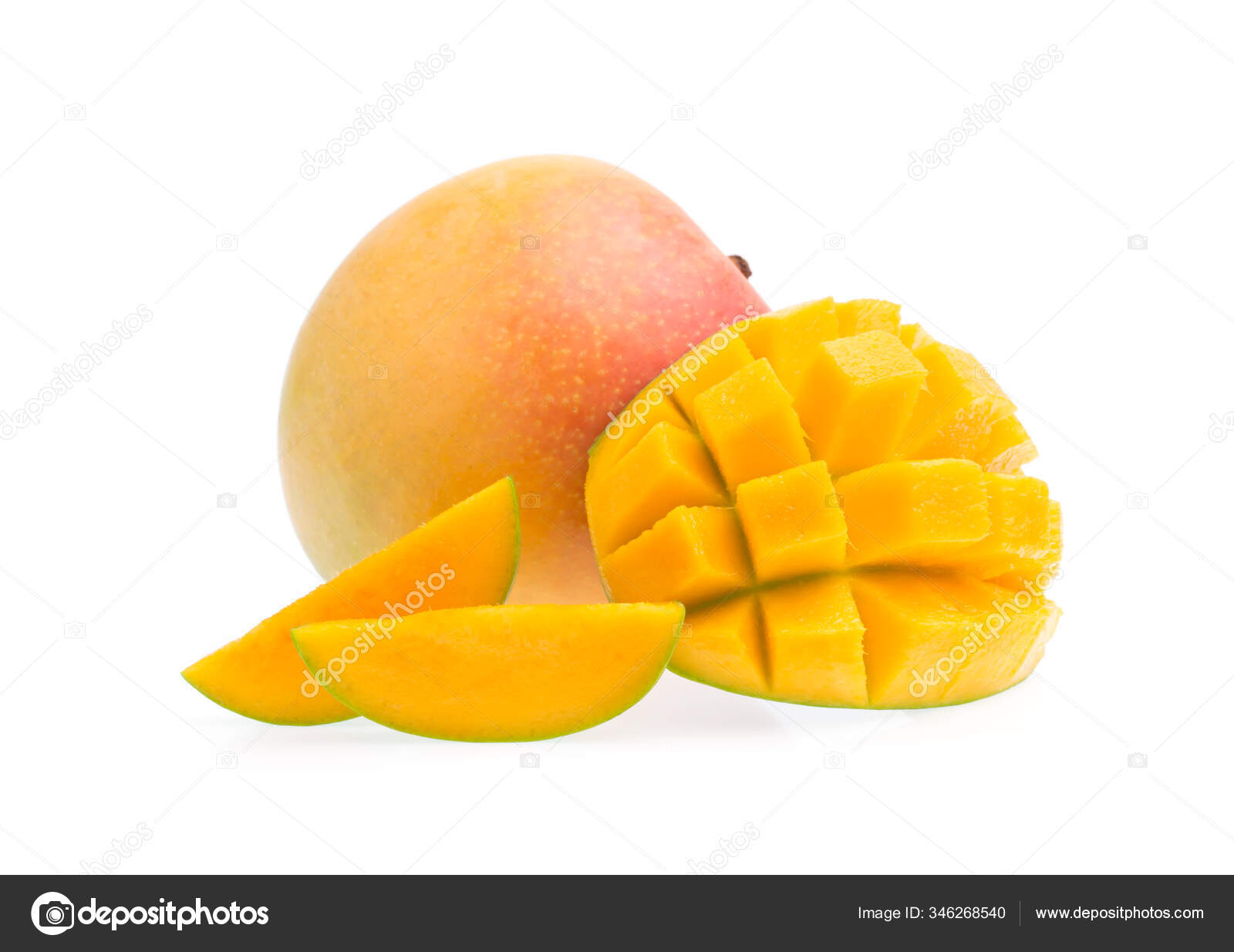Delicious Ripe Mango Fruit Slice Mango Isolated White Background ...