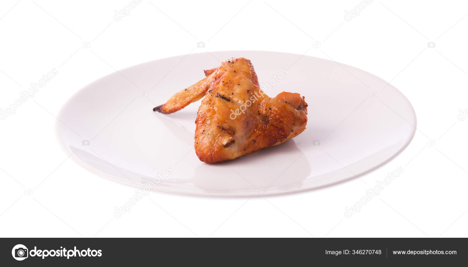 Roasted Chicken Wing Plate Isolated White Background — Stock Photo ...