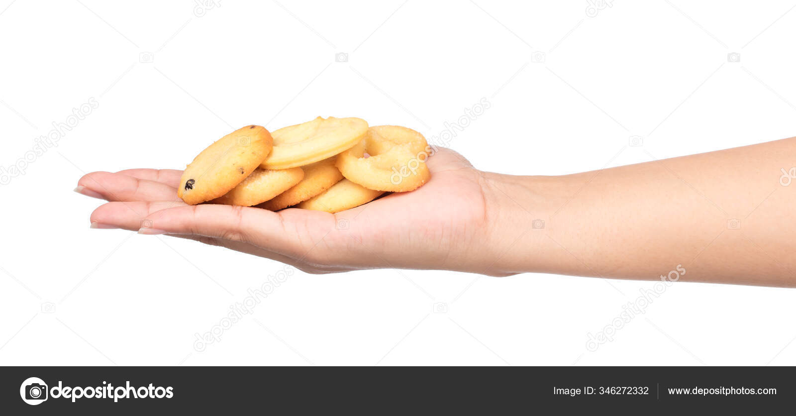 Hand Holding Cookie Isolated White Background — Stock Photo ...