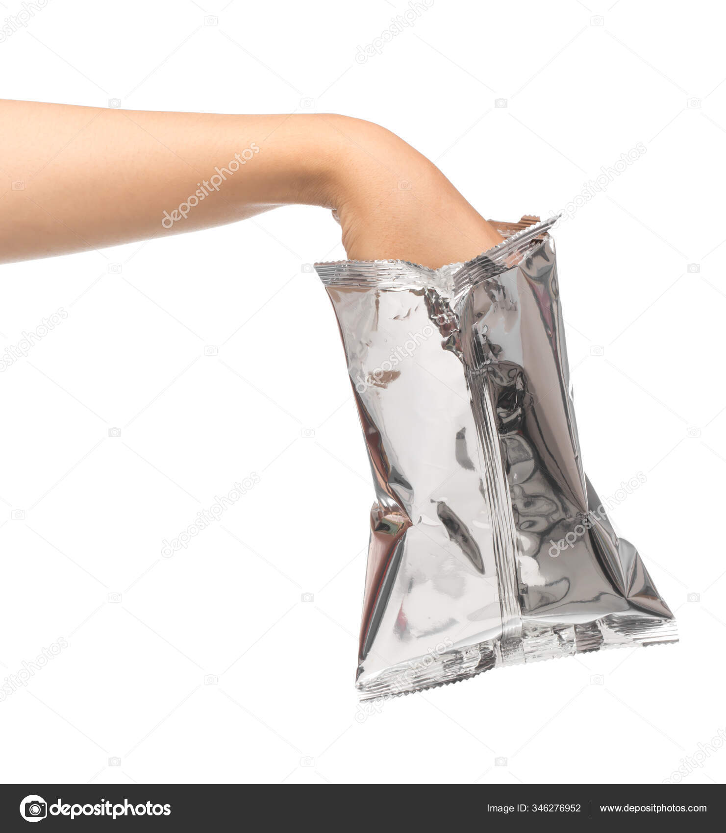 Hand Holding Plastic Bag Snack Packaging Isolated White Background ...