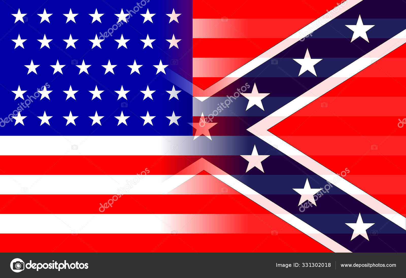 Union And Confederate Flags Crossed