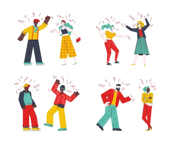 Group of angry people conflicting or protesting vector illustration ...