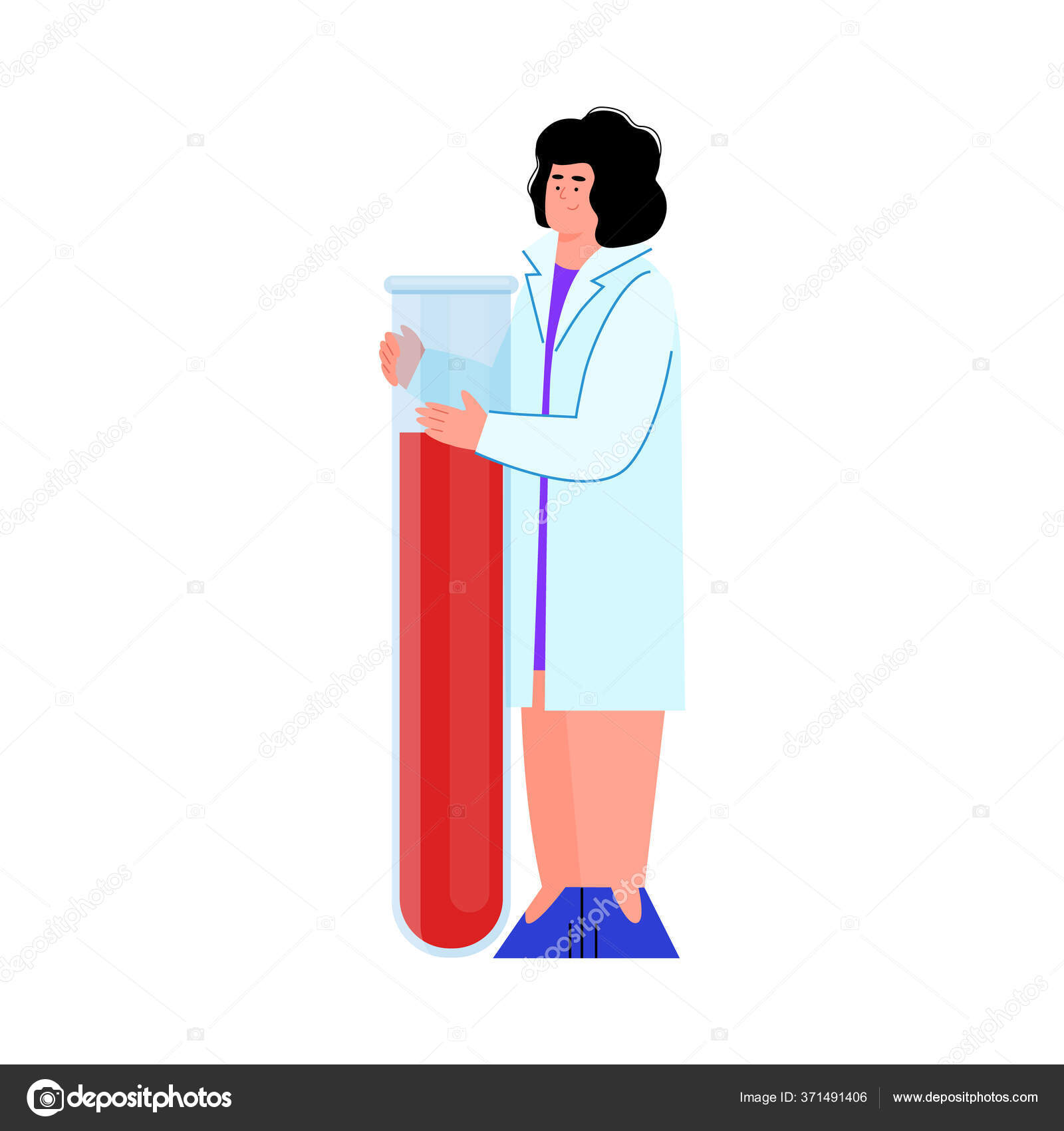 Doctor laboratory researcher with blood test tube vector illustration ...