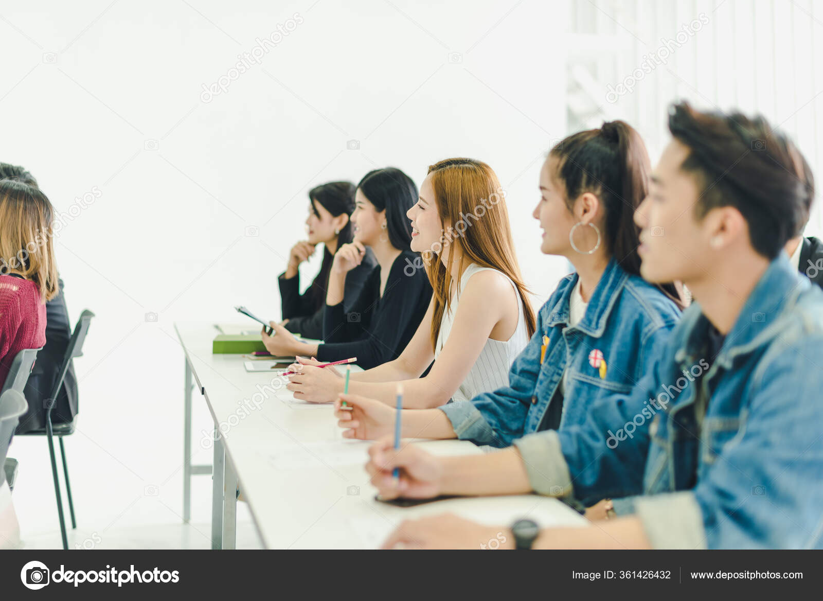 Asians Attend Seminars Listen Lectures Speakers Training Room Some ...