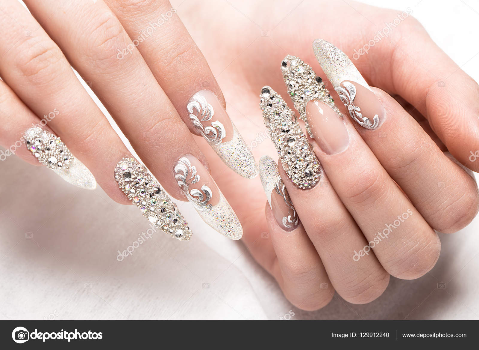 Rhinestone Wedding Nails