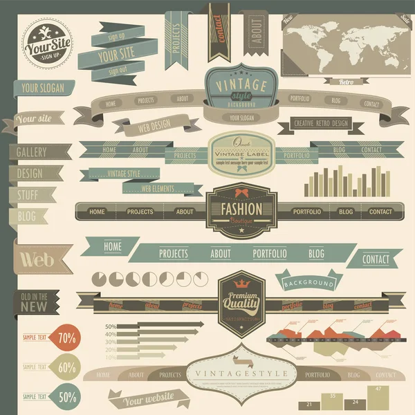 Retro vintage style website elements — Stock Vector © rekaa #14005267