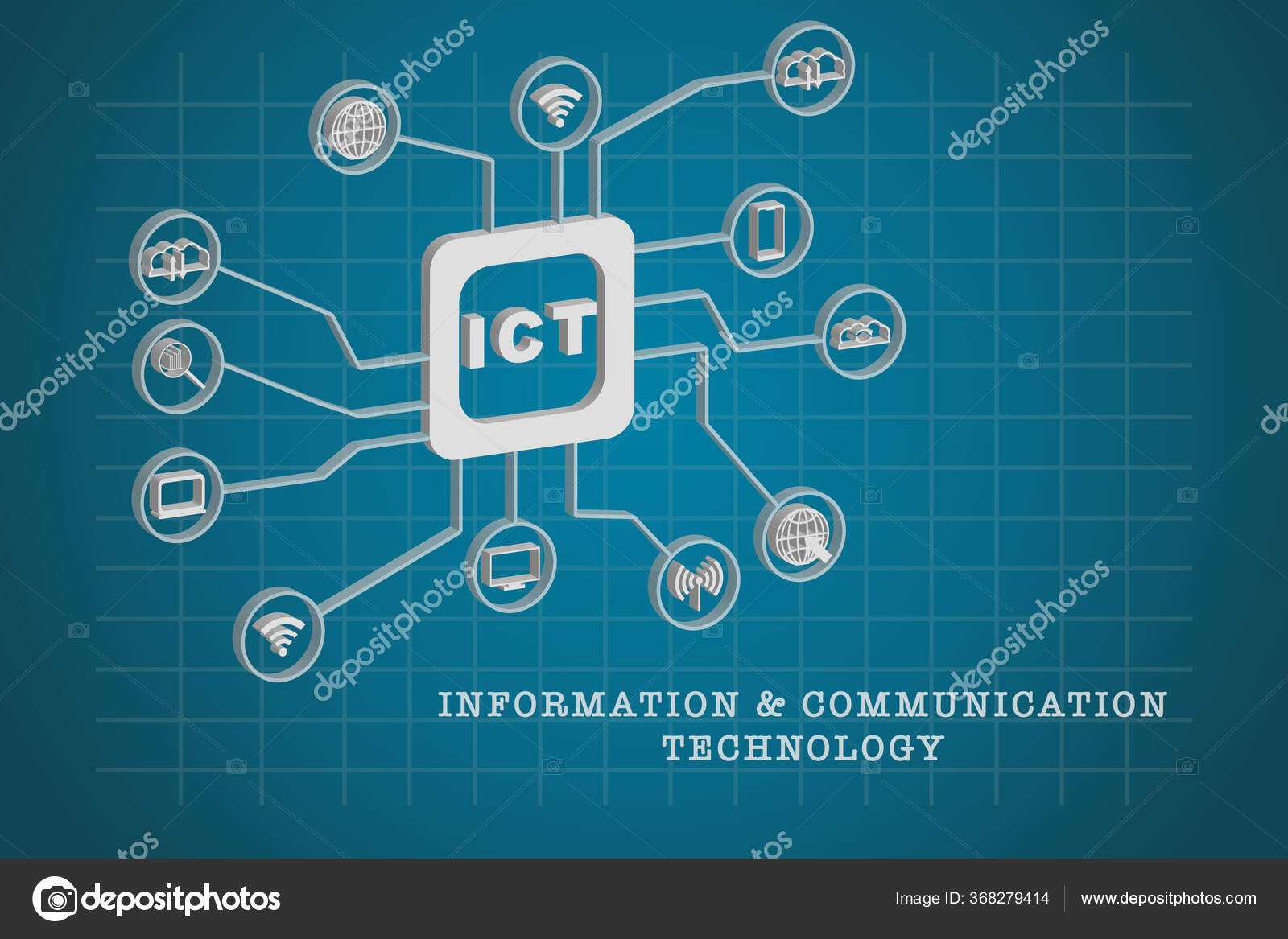 Information Communication Technology Ict Icons Vector Stock Vector ...