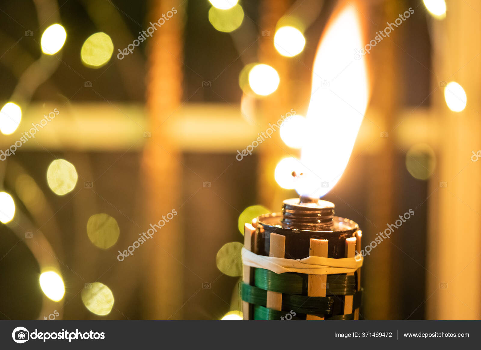 Bamboo Oil Lamp Pelita Eid Hari Raya Decoration Copy Space Stock Photo ...
