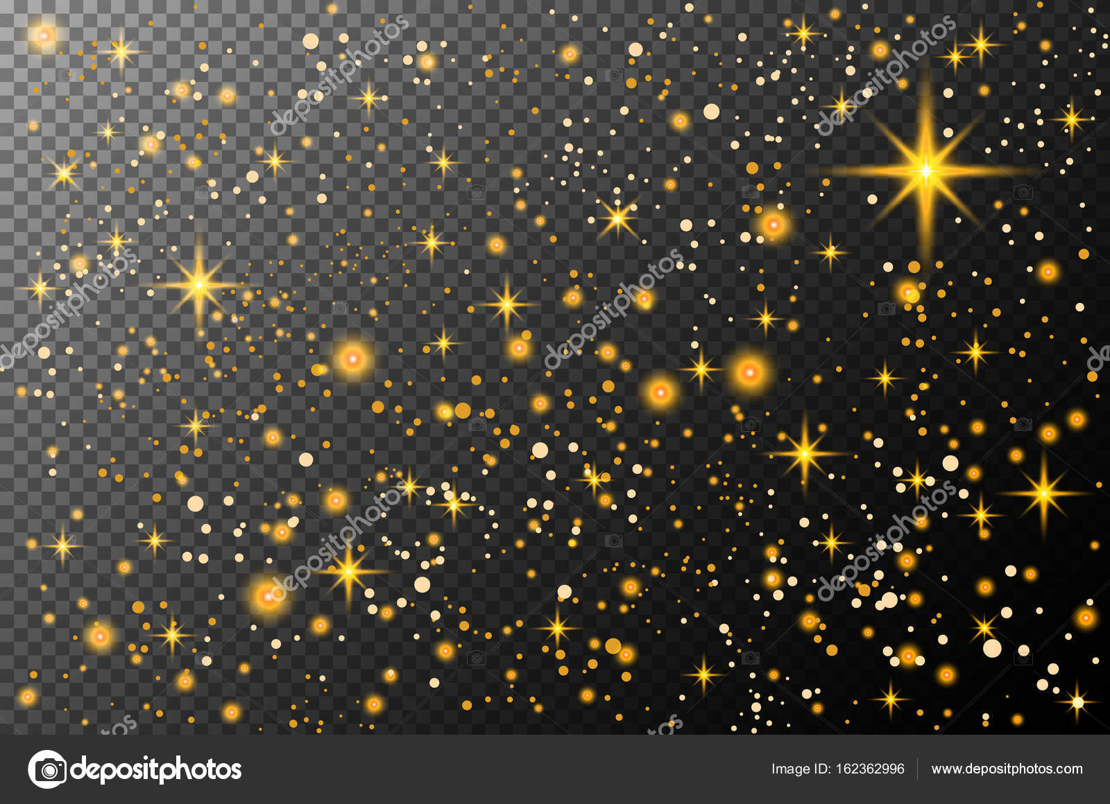 Cosmos. Vector gold glitter particles background effect for luxury ...