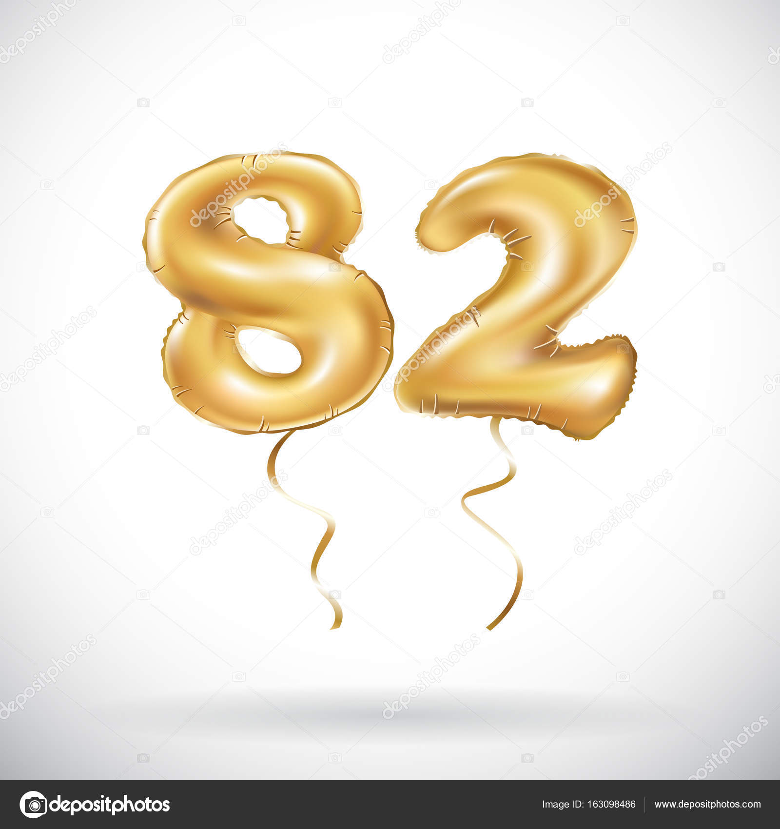 Vector Golden number 82 eighty two metallic balloon. Party decoration ...