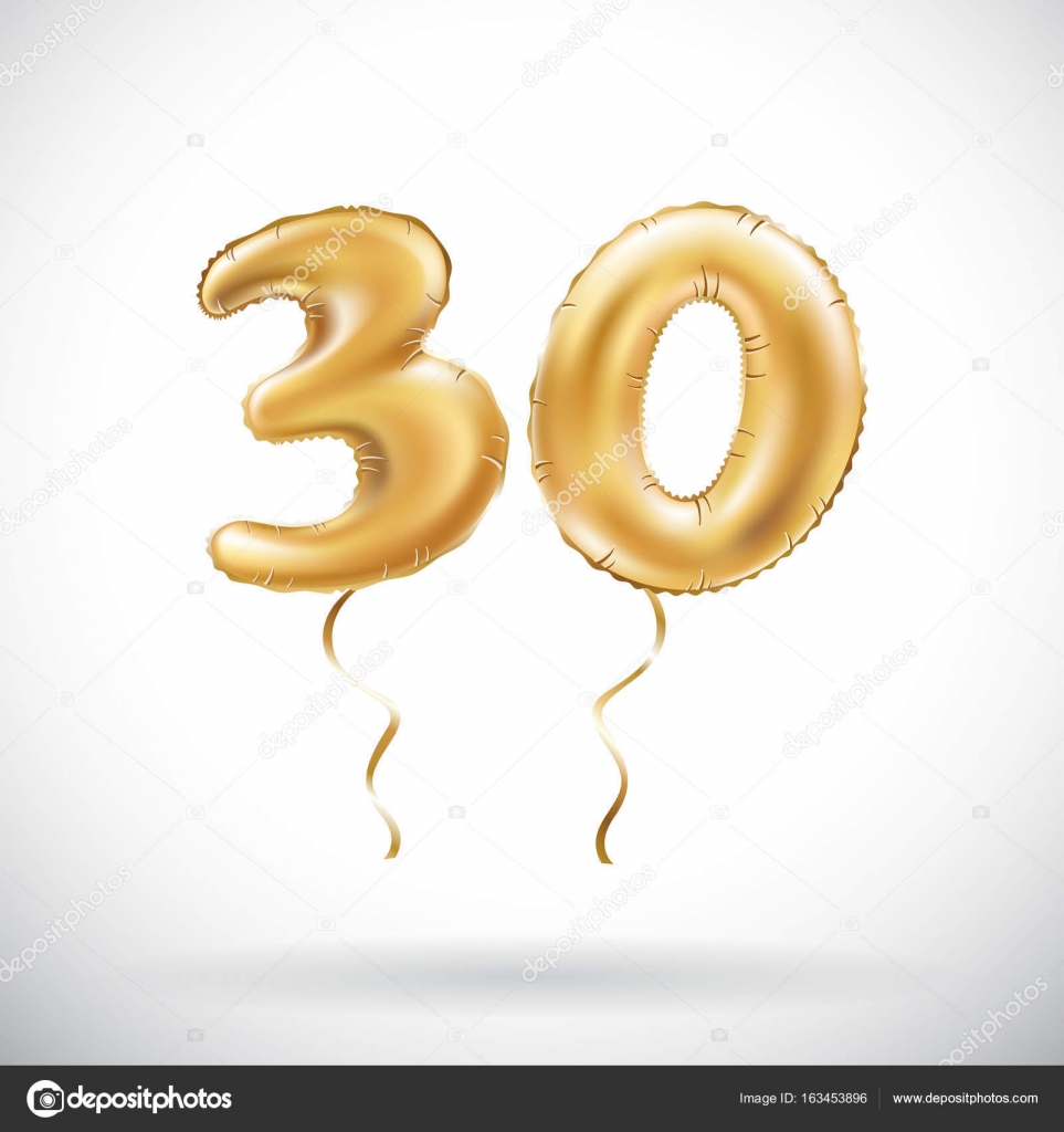 Vector dorada número 30 treinta globo metálico. Decoración fiesta ...