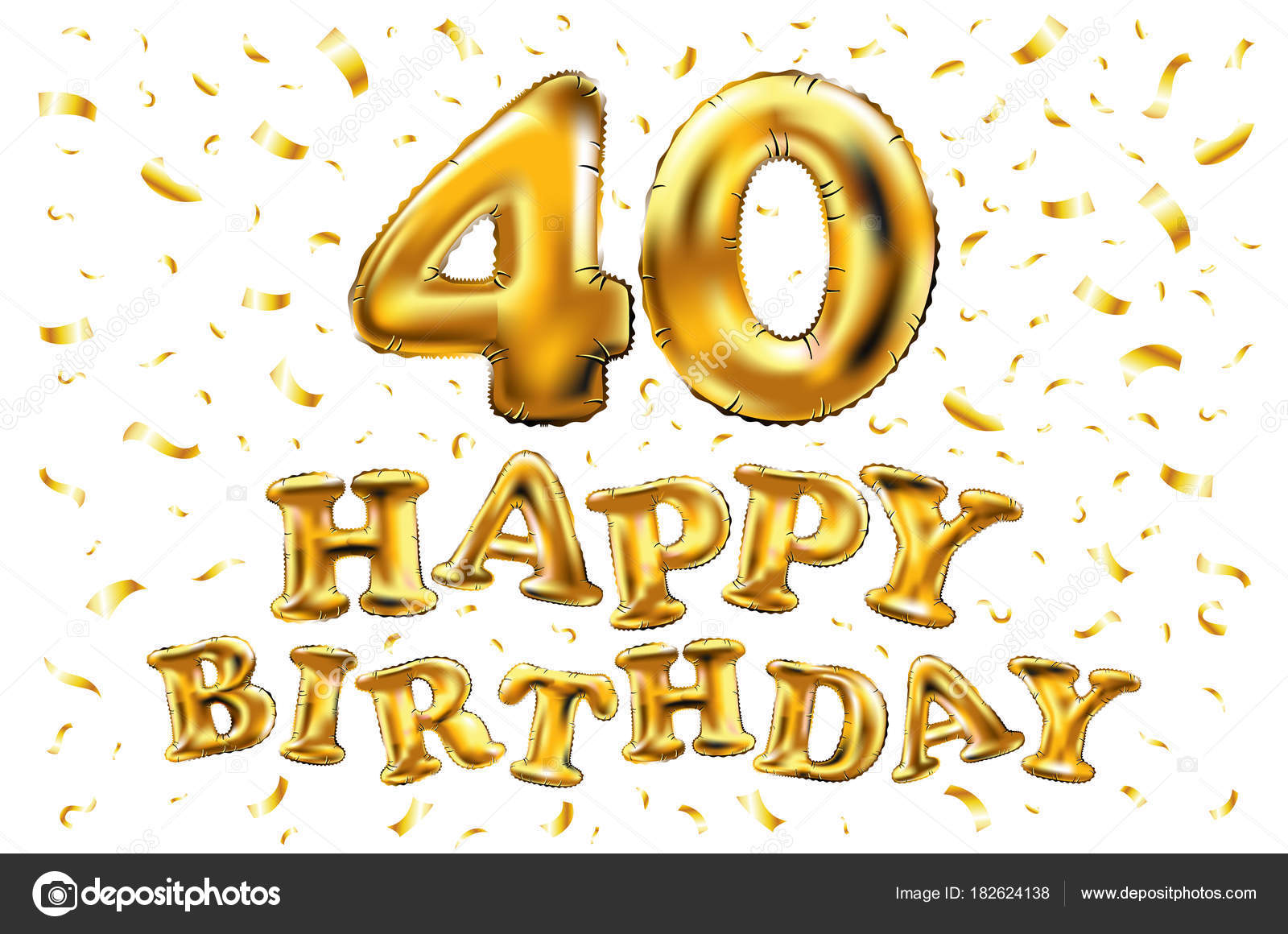 Vector Golden number 40 forty metallic balloon. Party decoration golden ...