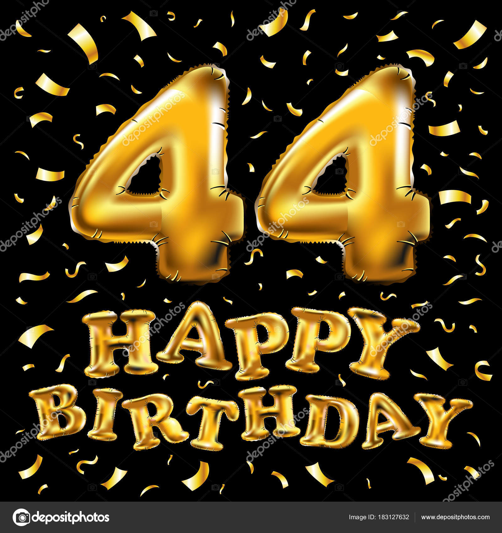 44 jaar verjaardag, gelukkige verjaardag vreugde viering. 3D ...