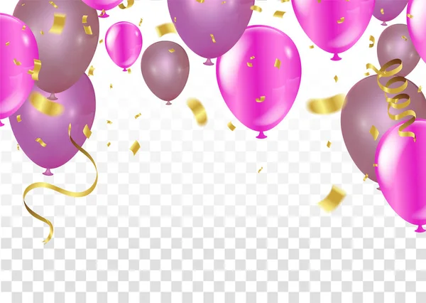 Background with multicolored flying balloons and confetti Stock Vector ...