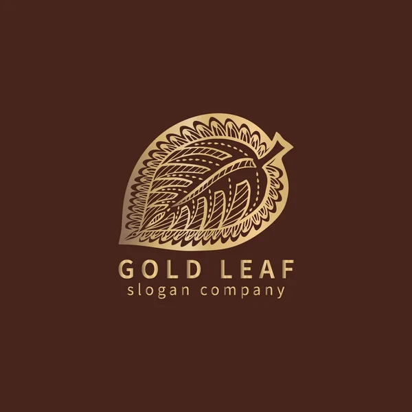 Logo with decoral gold leaf. Abstract floral emblem, design concept ...