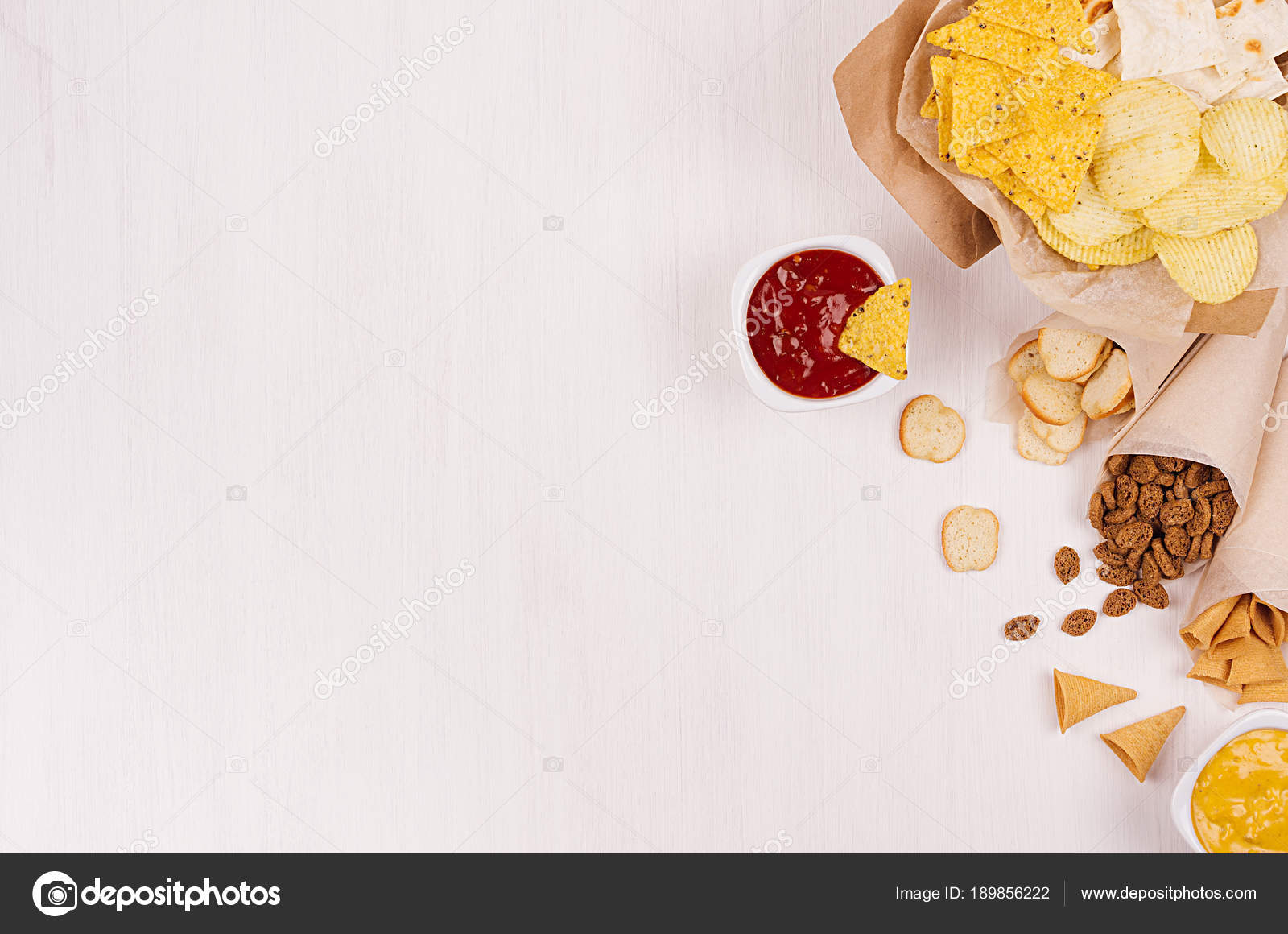 Fun Fresh Summer Fast Food Background Snacks Nacho Croutons Chips ...