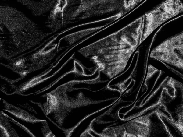 Black cloth or fabric texture background with liquid wave or wavy folds ...
