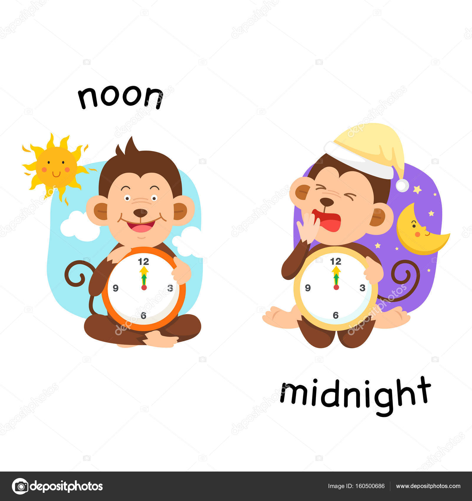 Opposite noon and midnight illustration Stock Vector by ©jehsomwang ...