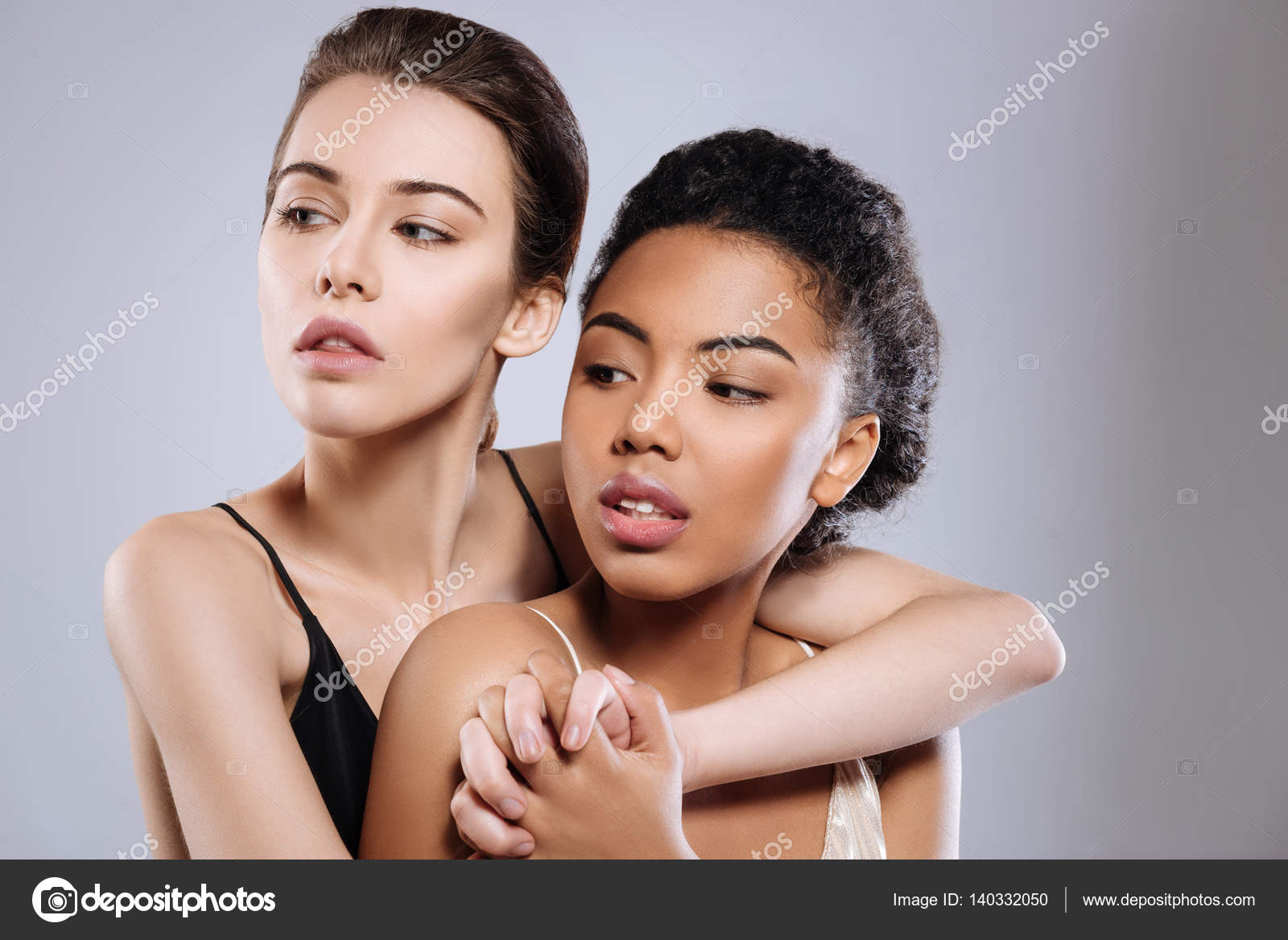 Two professional models hugging on set — Stock Photo © yacobchuk1 ...