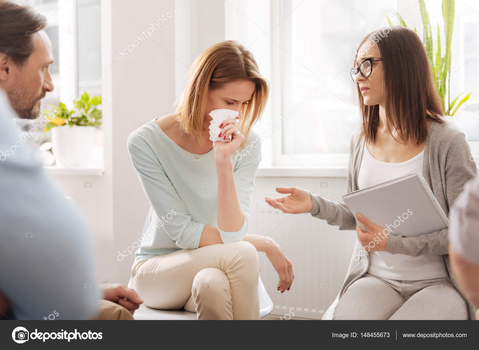 Very sad women discussing some problems — Stock Photo © yacobchuk1 ...