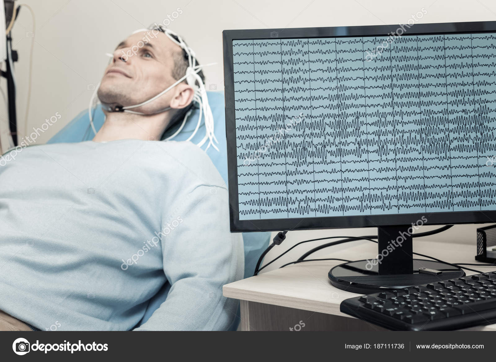 Selective focus of a monitor with electroencephalogram Stock Photo by ...