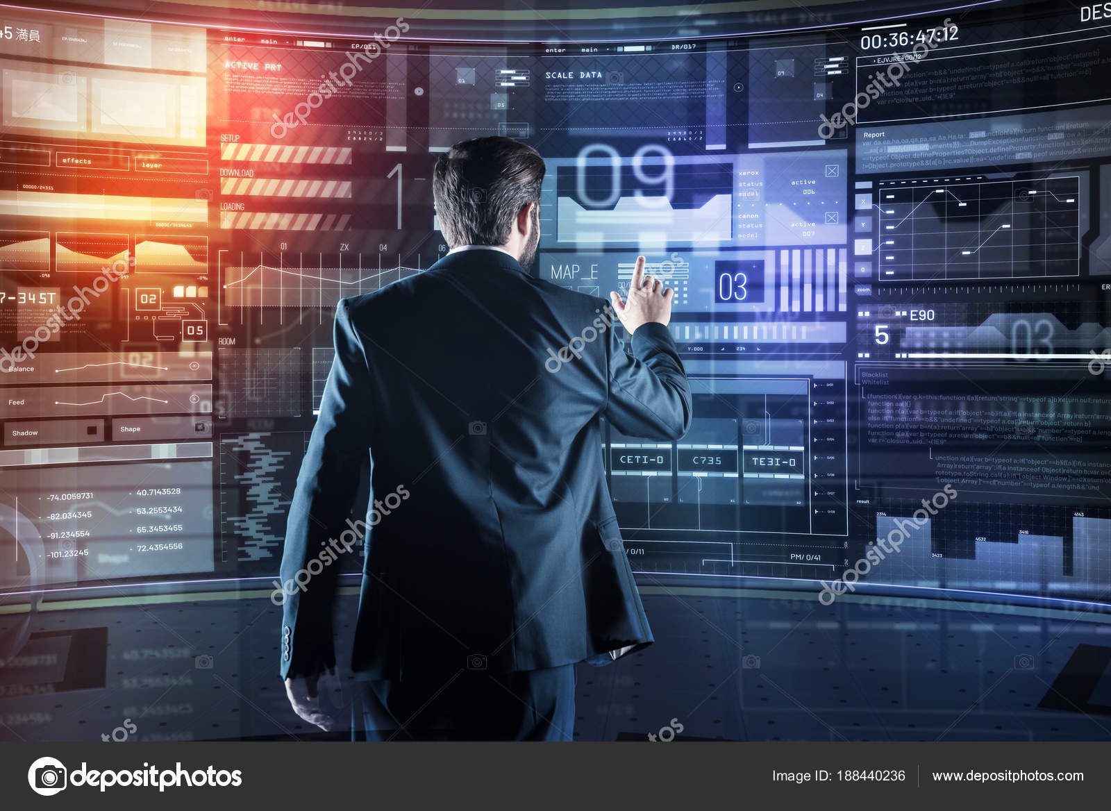Elegant programmer touching the screen while changing a password Stock ...