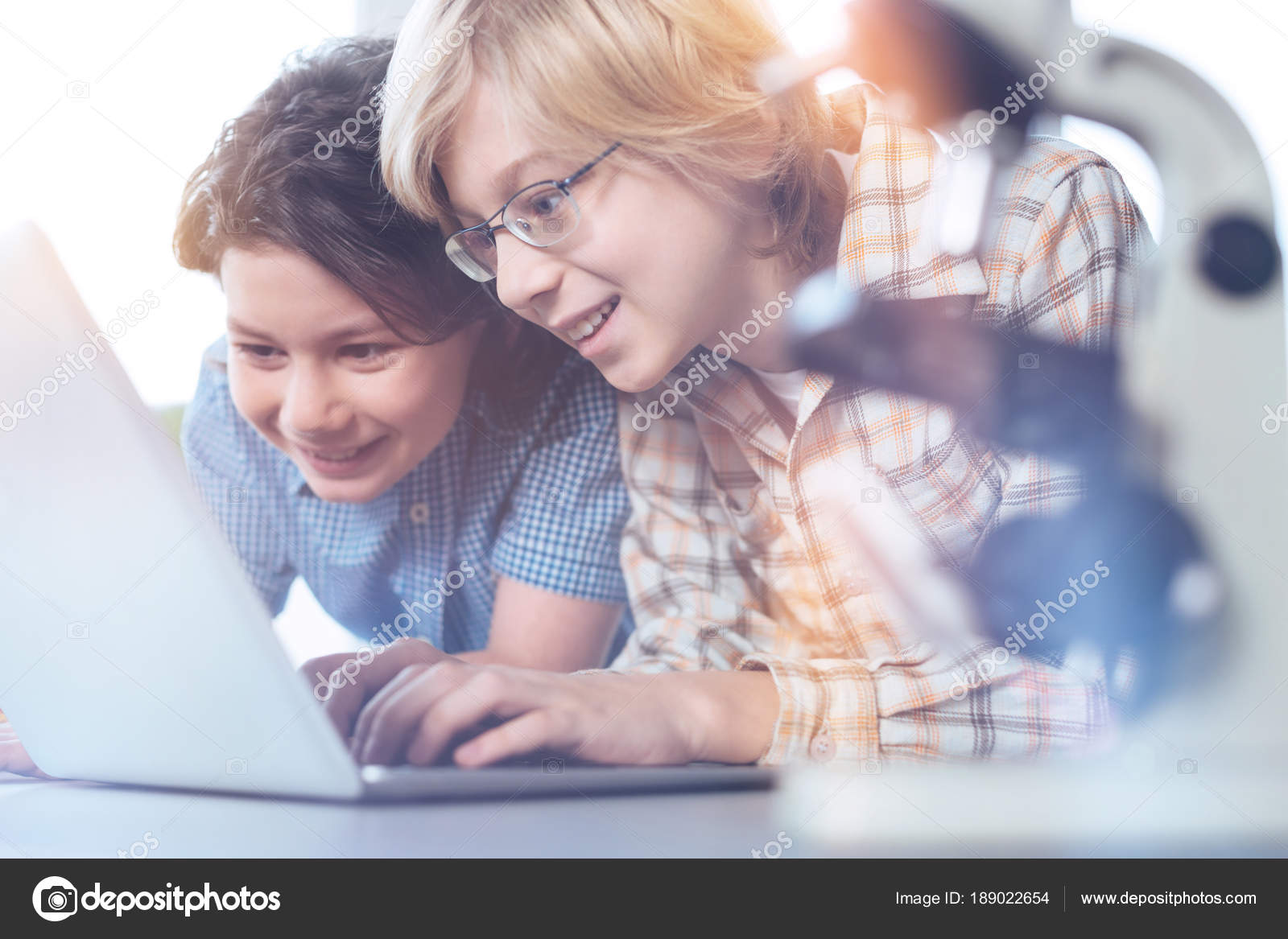 Admirable emotional children making a discovery Stock Photo by ...