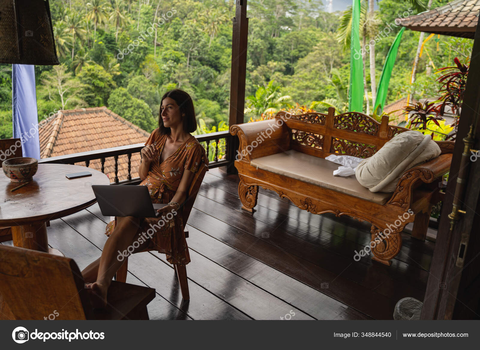 Relaxed young woman being deep in thoughts Stock Photo by ©yacobchuk1 ...