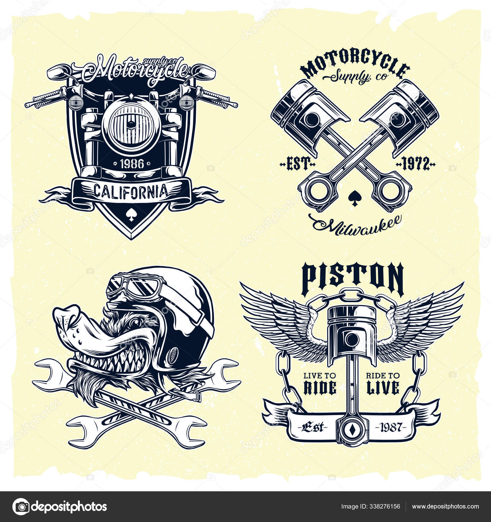 Vector set of classic motorcycle badge. object logo illustration Stock ...