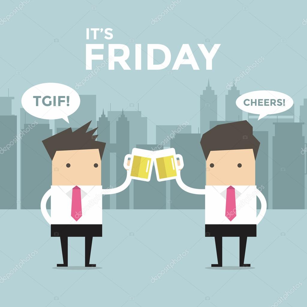 It's Friday Business man to toast with beer vector — Stock Vector ...